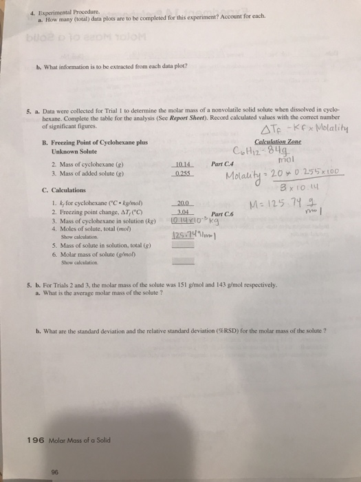 4. Experimental Procedure. a. How many (total) data | Chegg.com