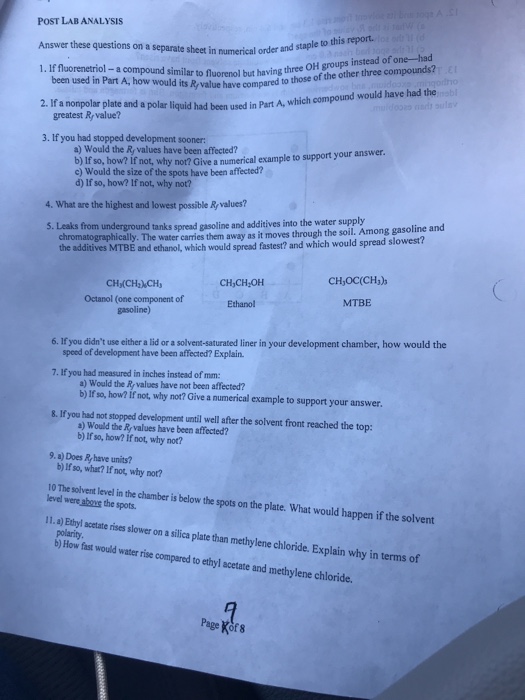Solved Post Lab Analysis Answer These Questions On A 7935