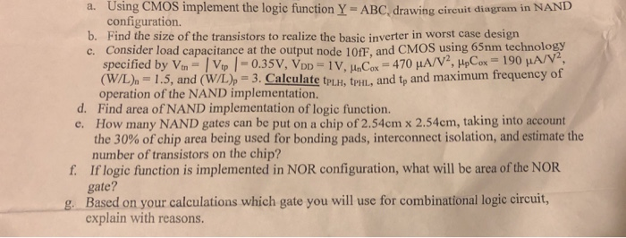 Using CMOS implement the logic function-ABC drawing | Chegg.com