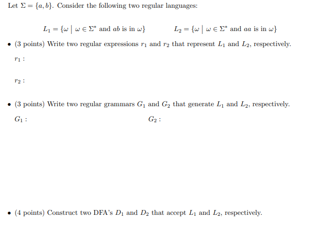 Solved Let S = {a,b}. Consider the following two regular | Chegg.com