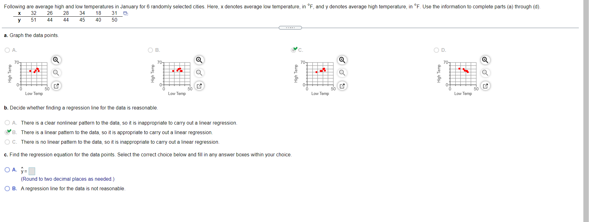 Solved Following are average high and low temperatures in | Chegg.com
