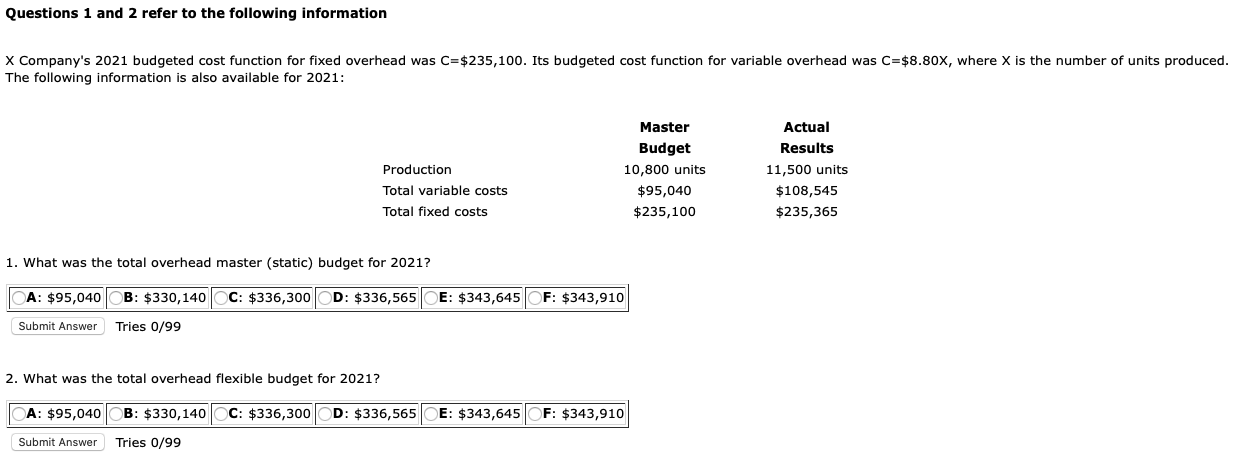 Solved Questions 1 and 2 refer to the following information | Chegg.com