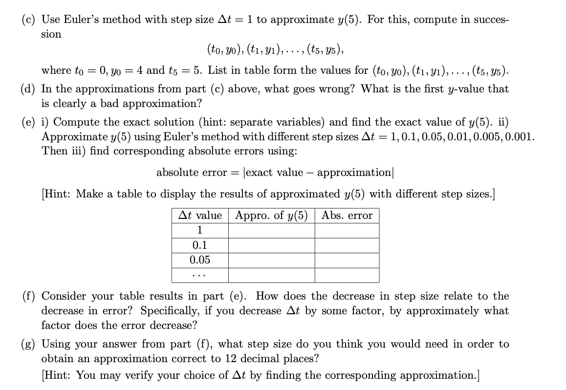 Solved Background. Now that we learn how to use Euler's | Chegg.com