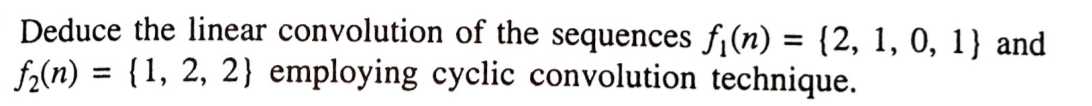 Solved Deduce the linear convolution of the sequences fi(n) | Chegg.com