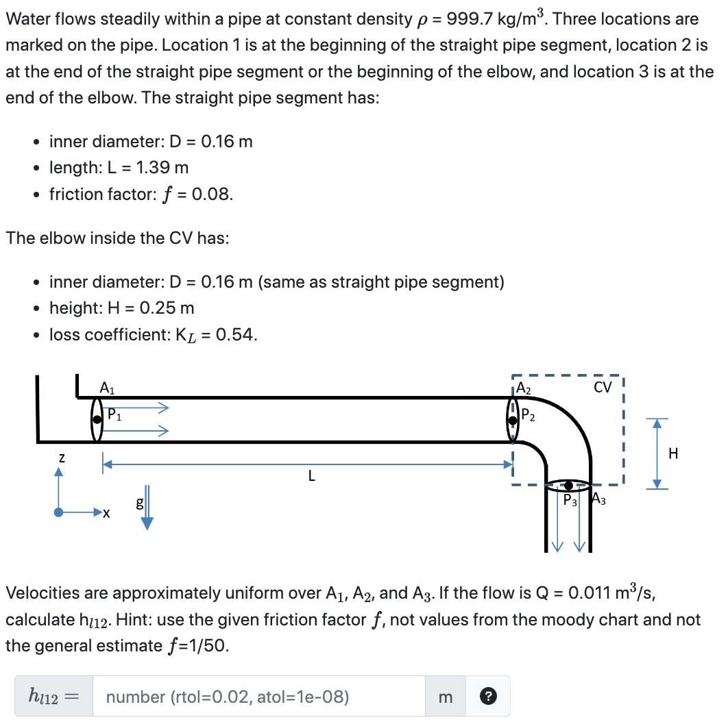 Solved Water flows steadily within a pipe at constant | Chegg.com