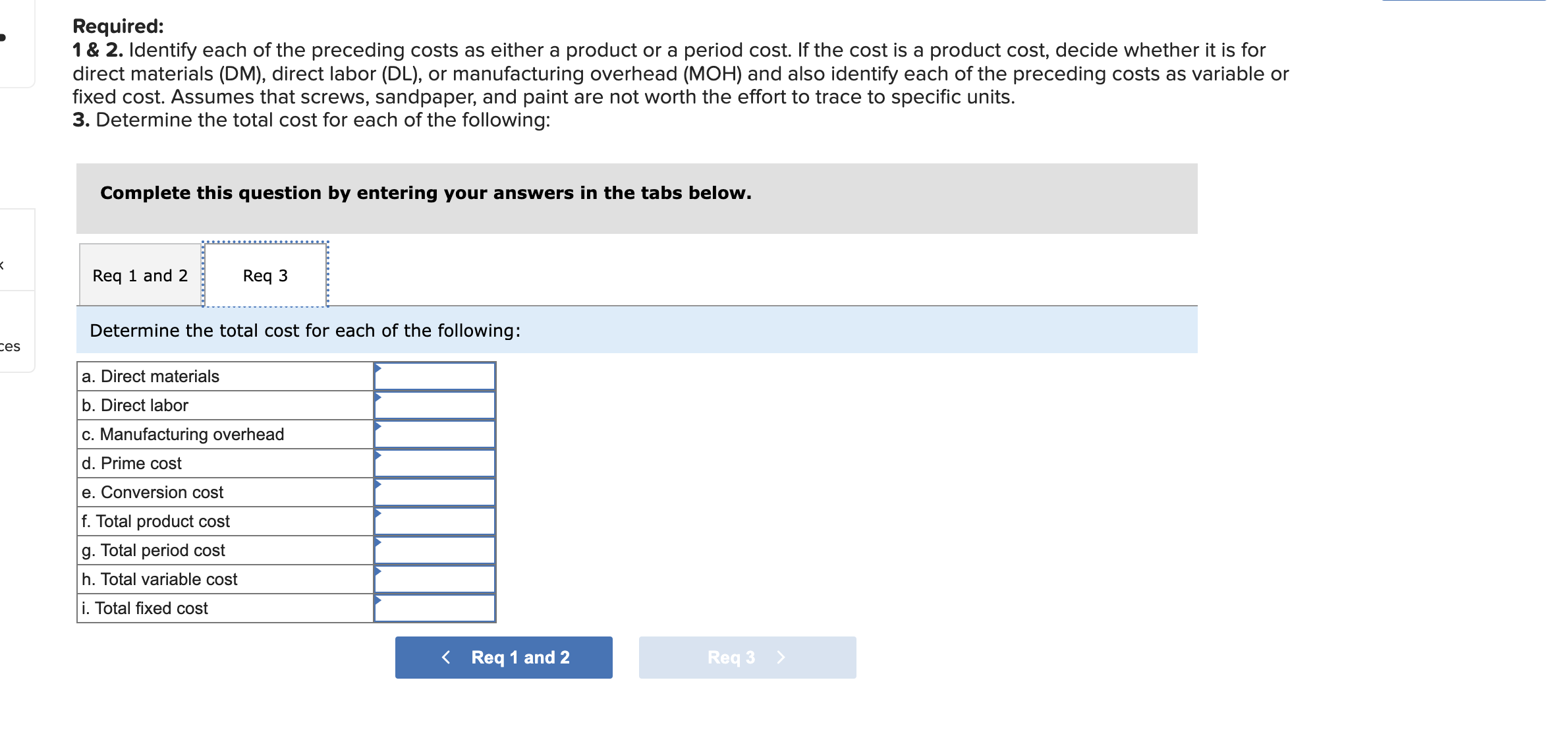 PA1-3 (Algo) ﻿Classifying Costs; Calculating Total | Chegg.com