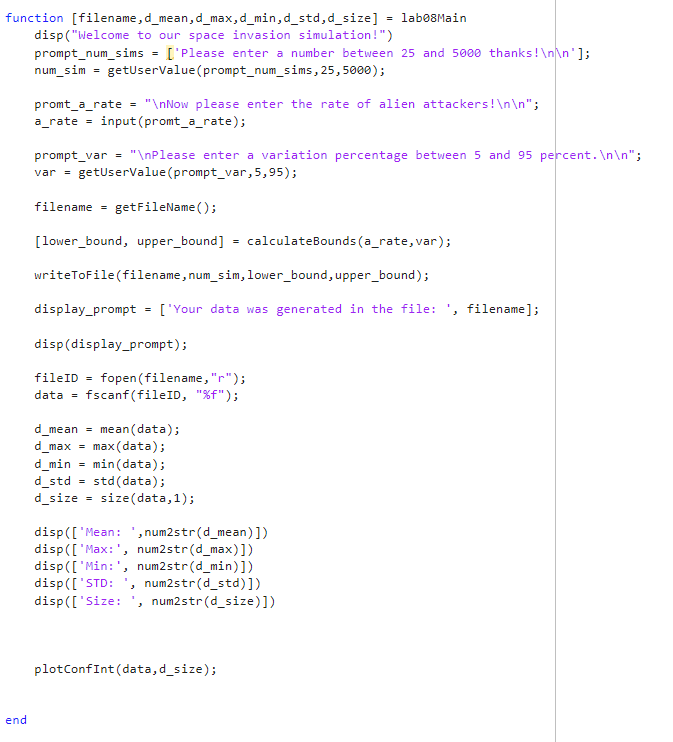 Solved I am having trouble getting my PlotConfInt.m file to | Chegg.com