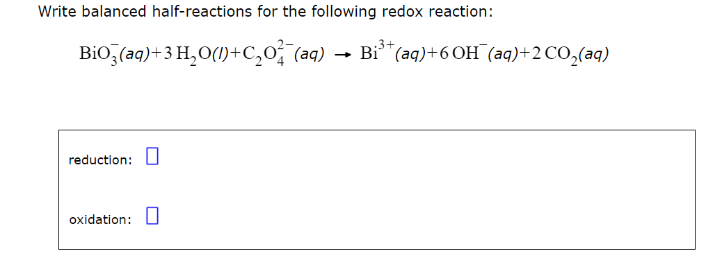 Solved Write balanced half-reactions for the following redox | Chegg.com