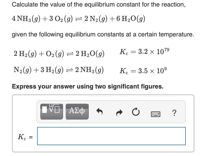 Solved Calculate the value of the equilibrium constant for | Chegg.com