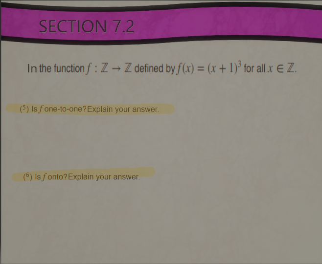 Solved SECTION 7.2 In the function f : Z – Z defined by f(x) | Chegg.com