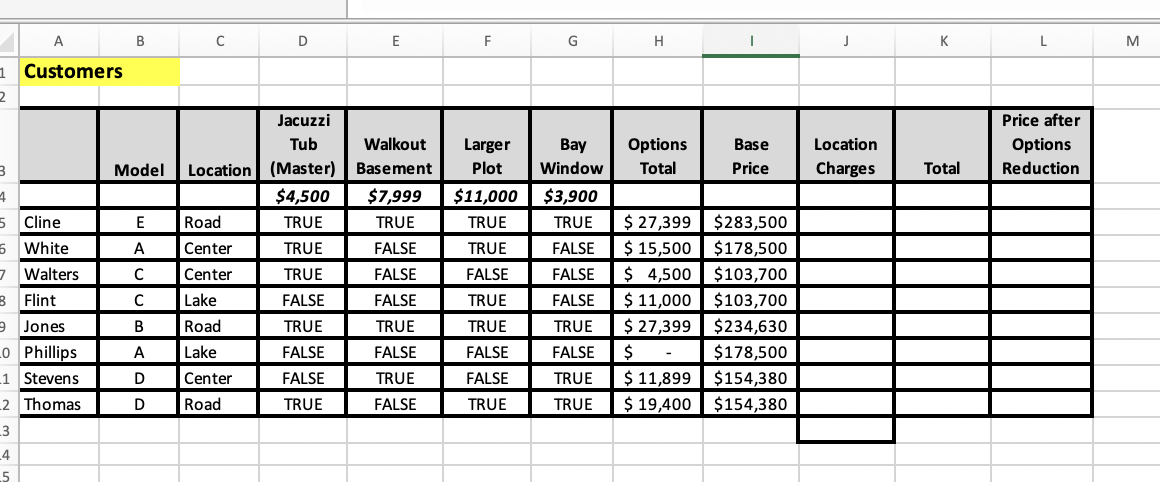 Write an Excel formula in cell Customers!J5 to | Chegg.com
