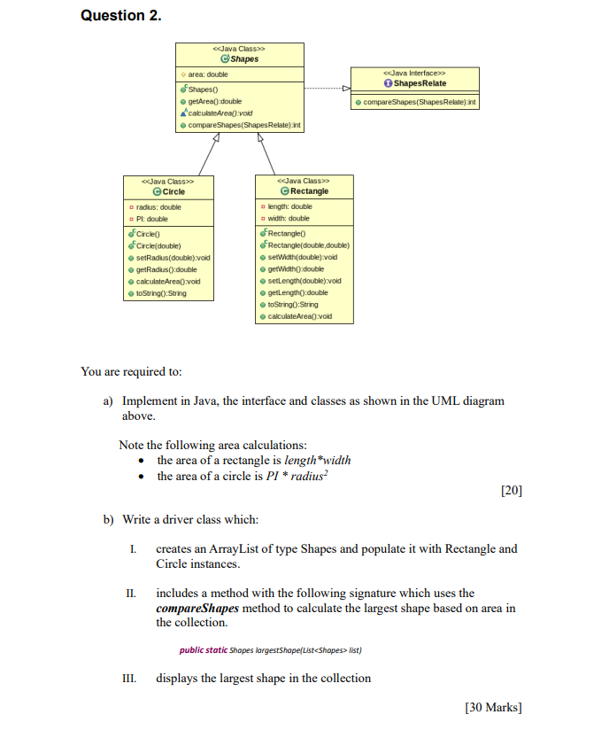 Solved You are required to: a) Implement in Java, the | Chegg.com