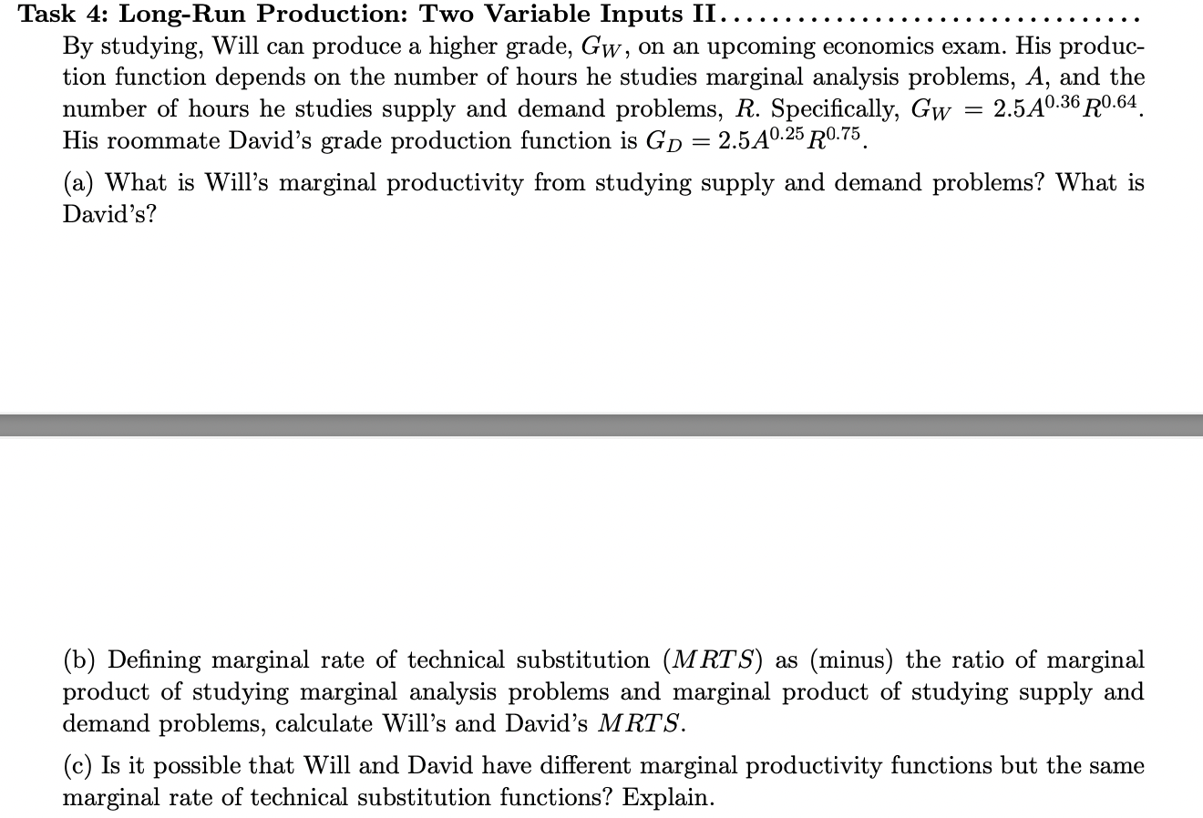 Solved Task 4: Long-Run Production: Two Variable Inputs II. | Chegg.com