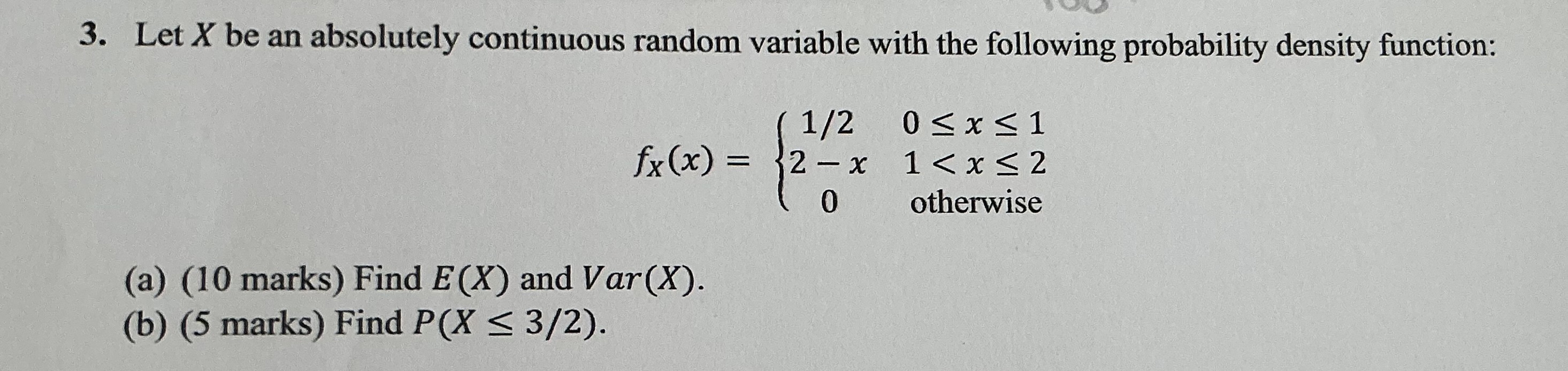 Solved Let x ﻿be an absolutely continuous random variable | Chegg.com