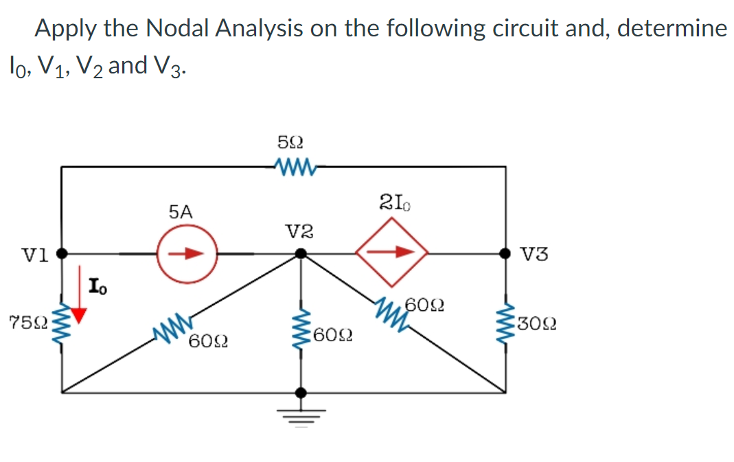Solved Apply the Nodal Analysis on the following circuit | Chegg.com