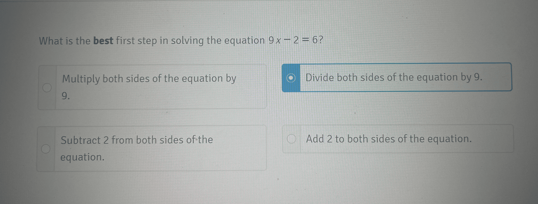 Solved What is the best first step in solving the equation | Chegg.com