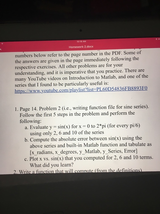 Solved 10:18 AM 89% Matlab_Exercises.pdf 区山 Programming in | Chegg.com