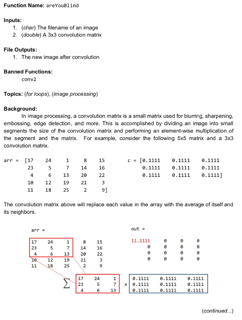 Solved Function Name: areyouBlind Inputs: 1. (char) The | Chegg.com