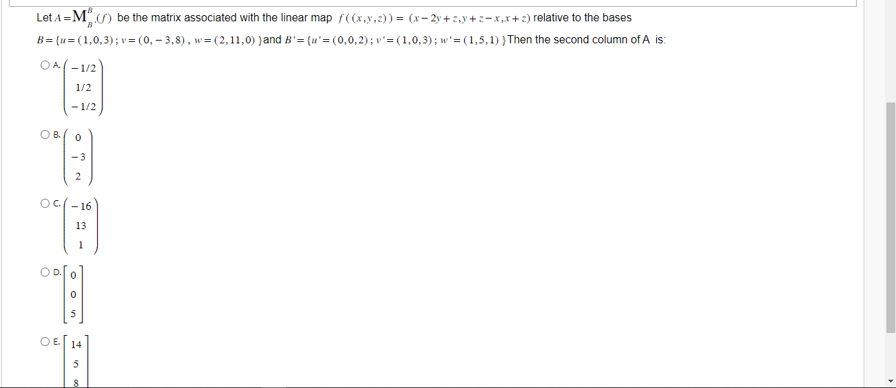 Solved Let A=MBB(f) be the matrix associated with the linear | Chegg.com