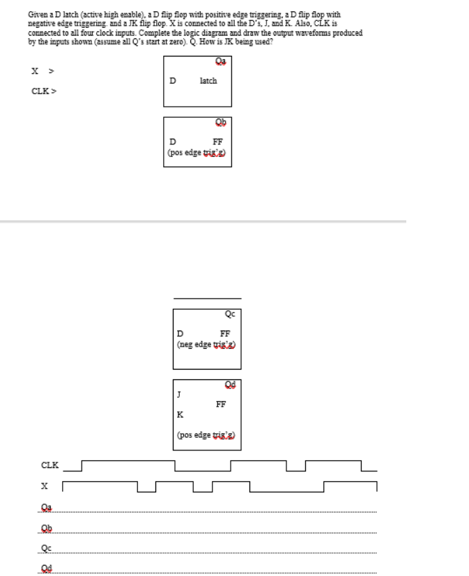 Solved Given a D latch (active high enable). aD flip flop | Chegg.com