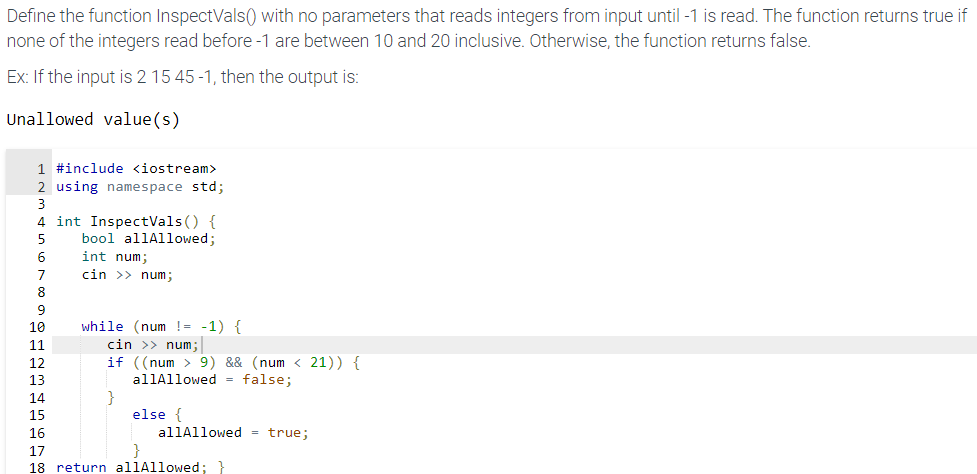 Define the function InspectVals 0 with no parameters | Chegg.com
