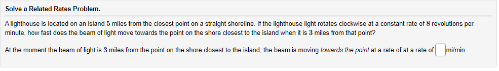 Solved Solve a Related Rates Problem. A lighthouse is | Chegg.com