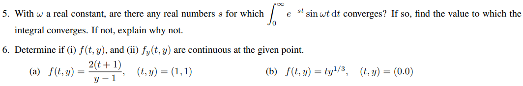 Solved Jo 5. With w a real constant, are there any real | Chegg.com