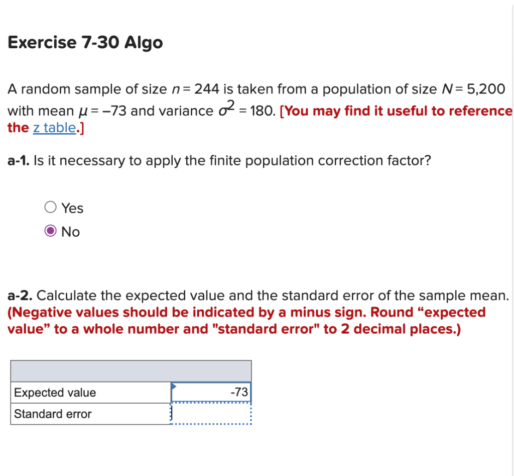 Solved Exercise 7-30 Algo A random sample of size n= 244 is | Chegg.com