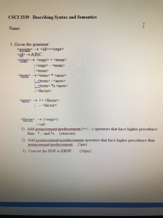 Solved Given the grammar: rightarrow