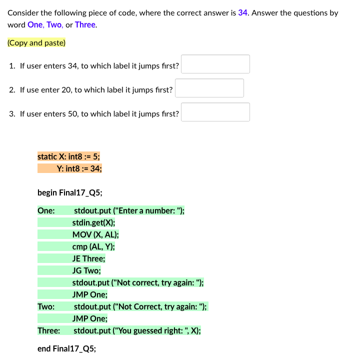Solved Consider the following piece of code, where the | Chegg.com