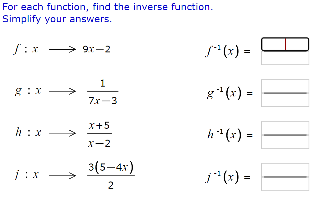 Solved For each function, find the inverse function. | Chegg.com