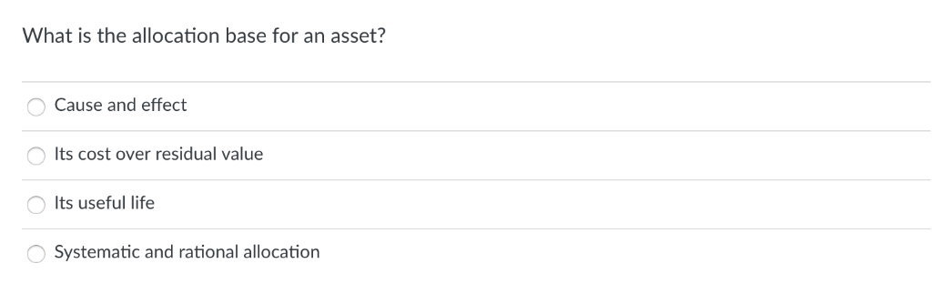 Solved What is the allocation base for an asset? Cause and | Chegg.com