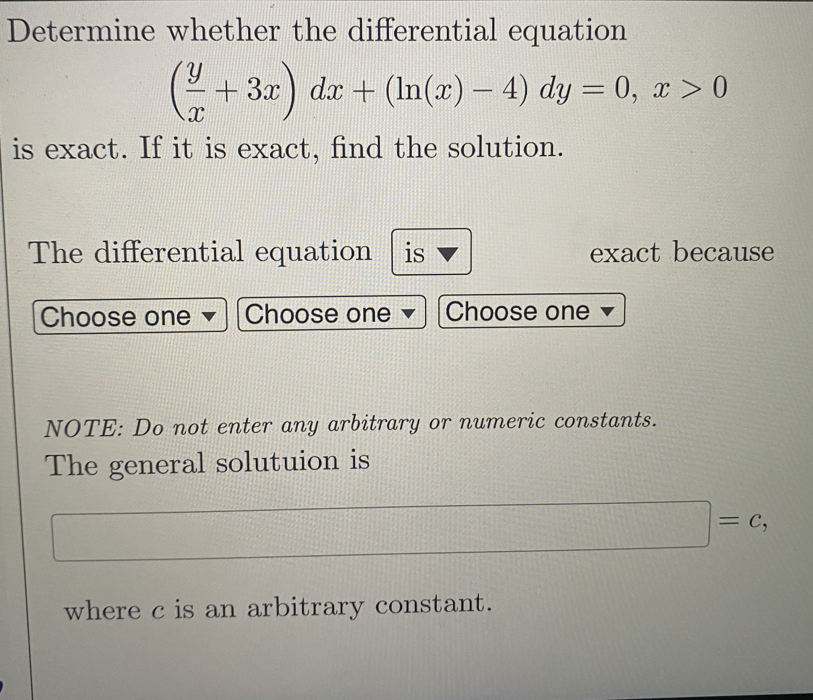 Solved Determine whether the differential equation | Chegg.com