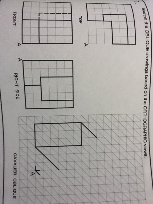 the OBLIQUE drawings based on the ORTHOGRAPHIC views. | Chegg.com