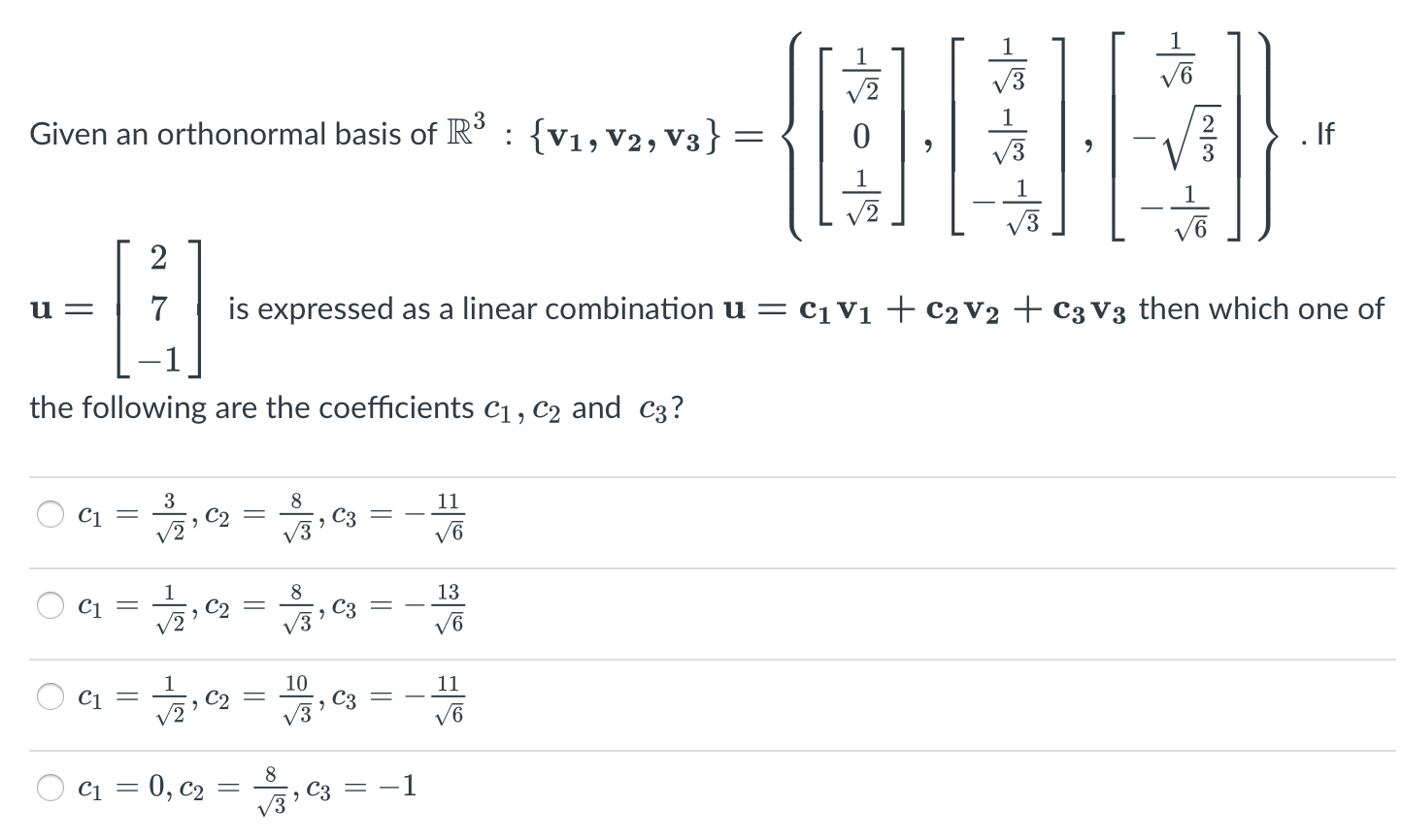Solved 2 V3 V6 Given an orthonormal basis of R3 : {V1, V2, | Chegg.com