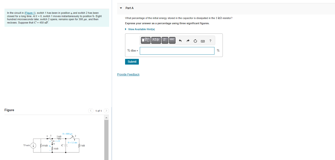 Solved In the circuit in (Figure 1), switch 1 has been in | Chegg.com