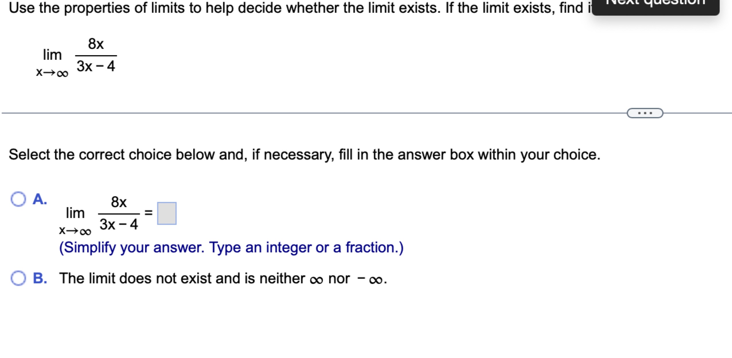 Use the properties of limits to help decide whether | Chegg.com