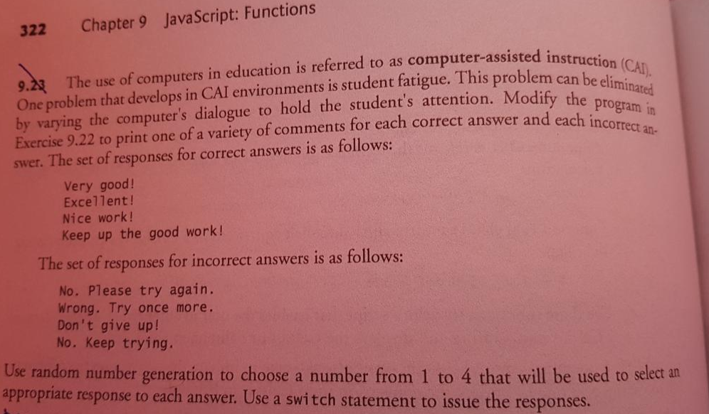 322 Chapter 9 JavaScript: Functions 9.13 The use of | Chegg.com