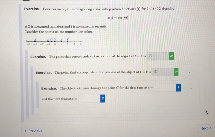 Solved Exercise Consider An Object Moving Along A Line With