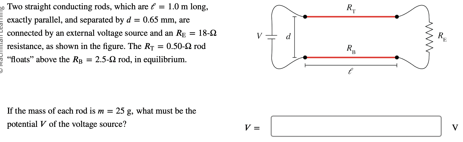 Solved Two straight conducting rods, which are ℓ=1.0 m long, | Chegg.com