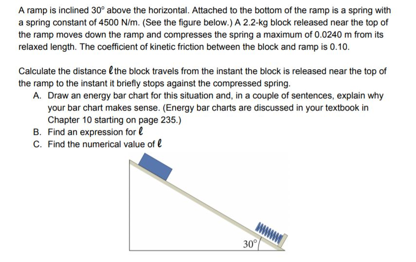 Solved A ramp is inclined 30° above the horizontal. Attached | Chegg.com