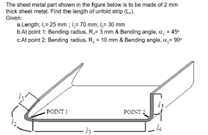 Solved The sheet metal part shown in the figure below is to | Chegg.com