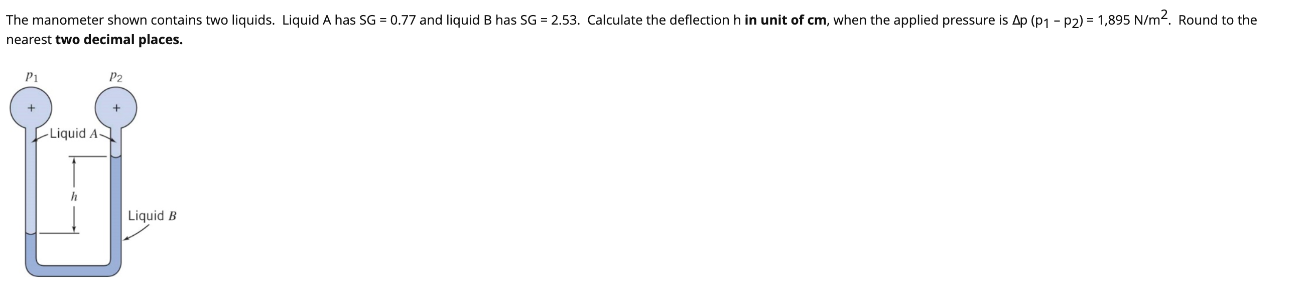 Solved The manometer shown contains two liquids. Liquid A | Chegg.com