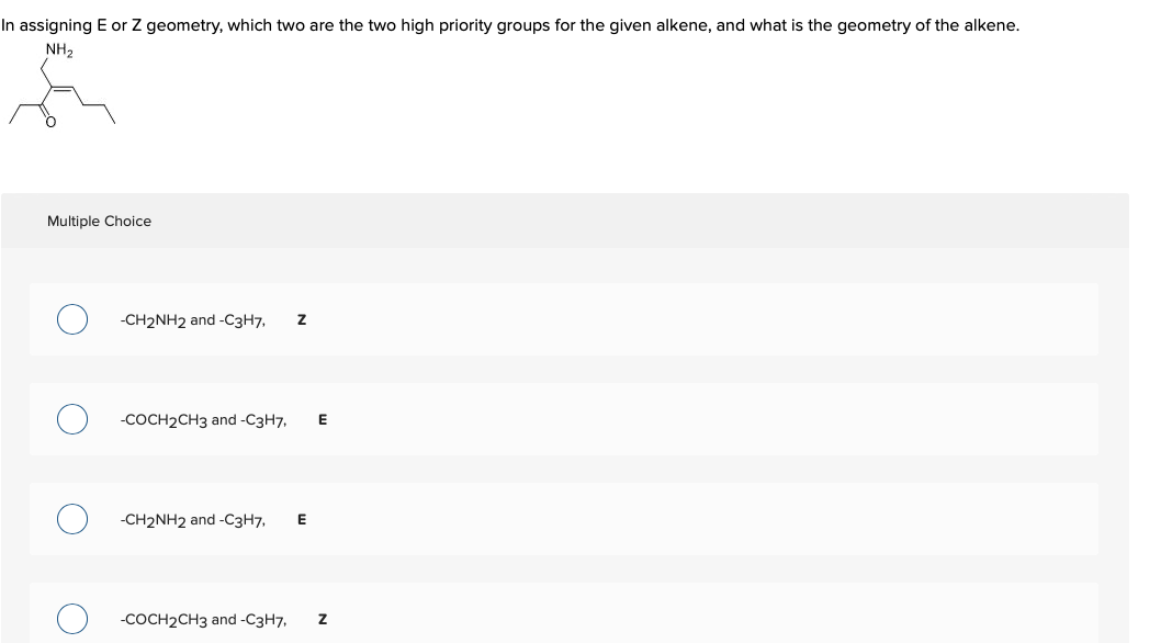 Solved In assigning E or Z geometry, which two are the two | Chegg.com
