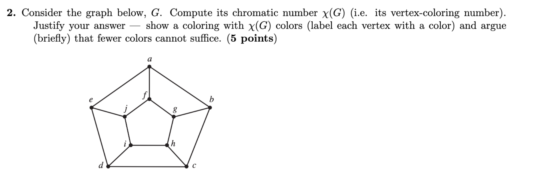Solved 2. Consider the graph below, G. Compute its chromatic | Chegg.com