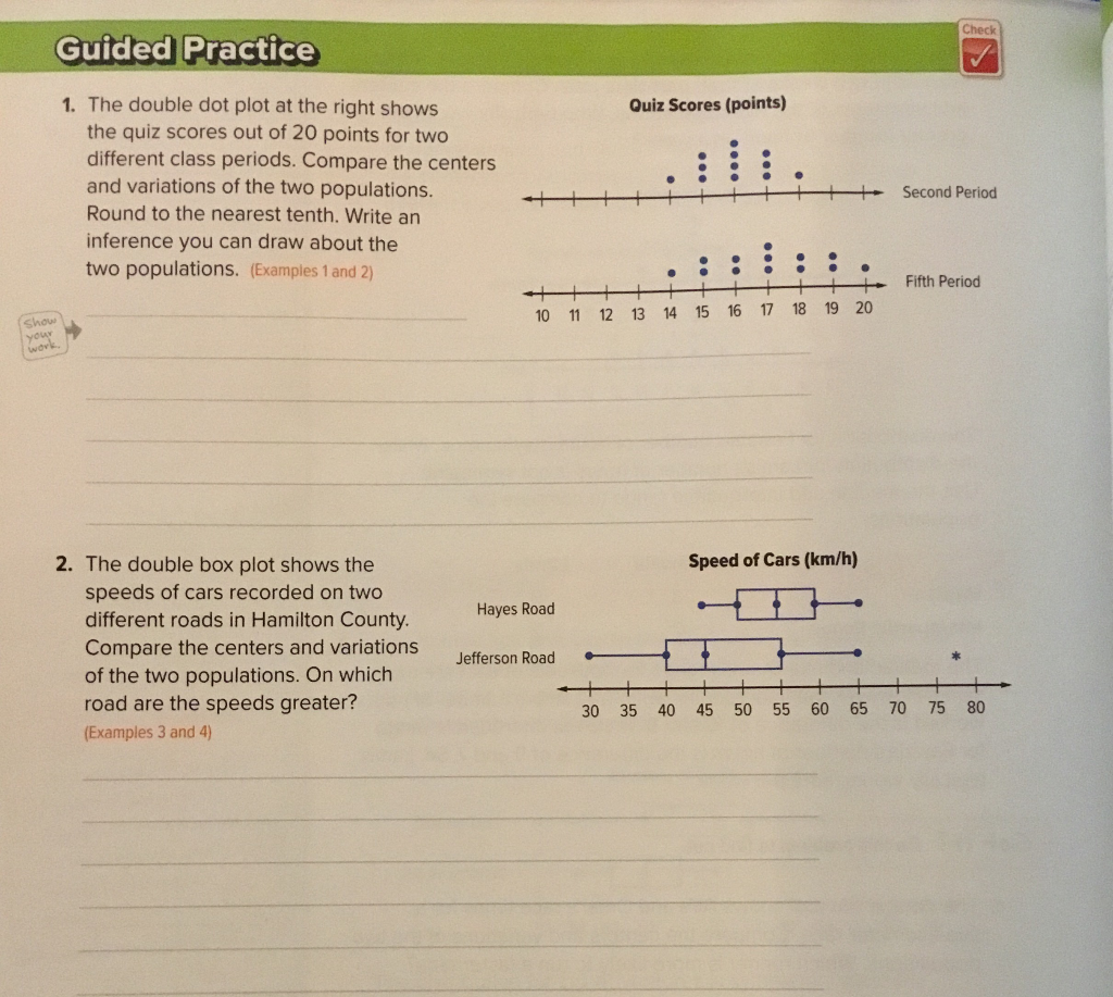 Solved Check Guided Practice 1. The double dot plot at the | Chegg.com
