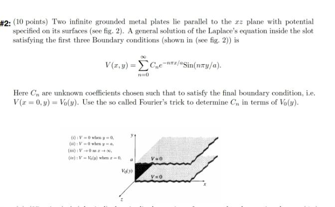 Solved #2: (10 points) Two infinite grounded metal plates | Chegg.com