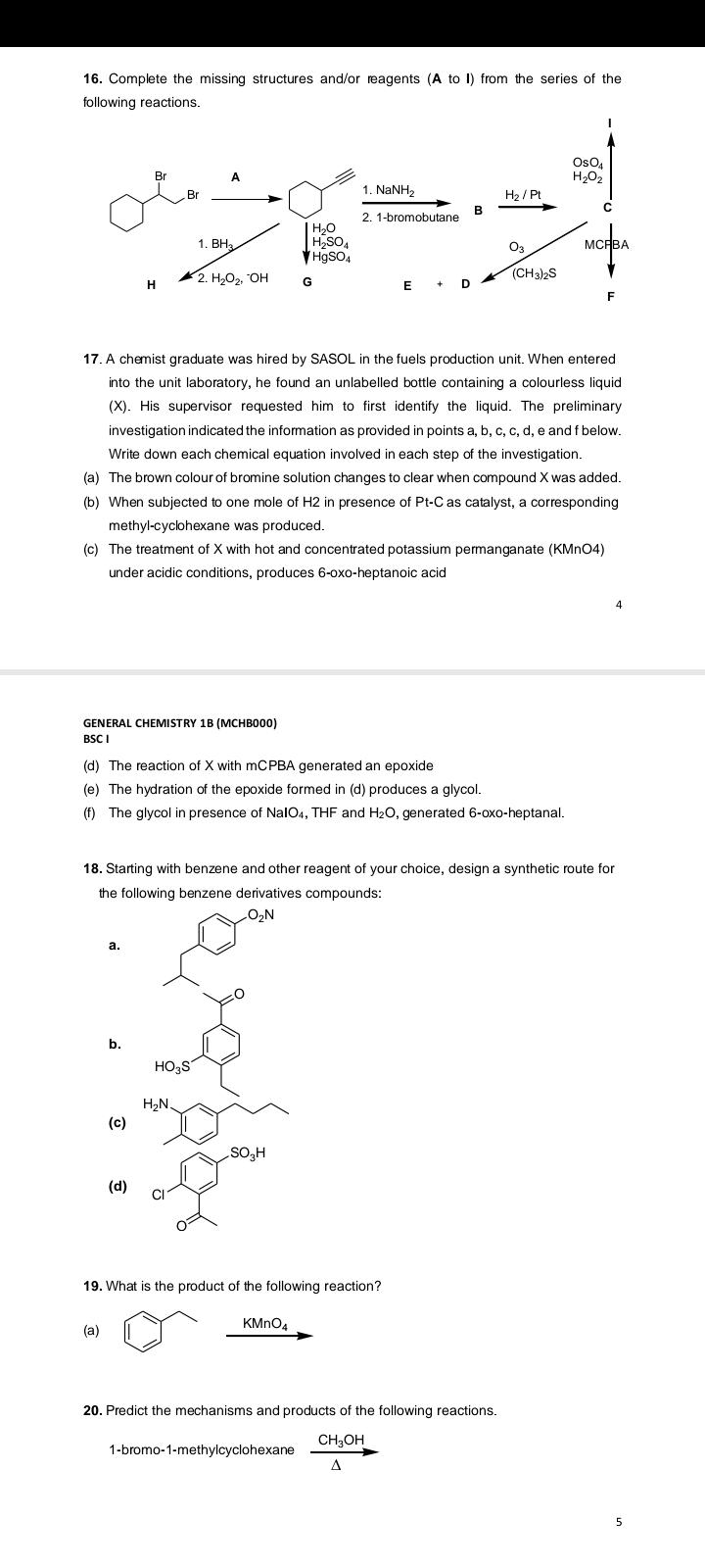 Solved 16. Complete the missing structures and/or reagents | Chegg.com