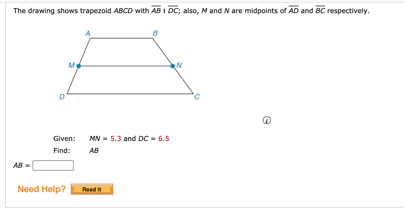 Solved The drawing shows trapezoid ABCD with AB I DC; also, | Chegg.com