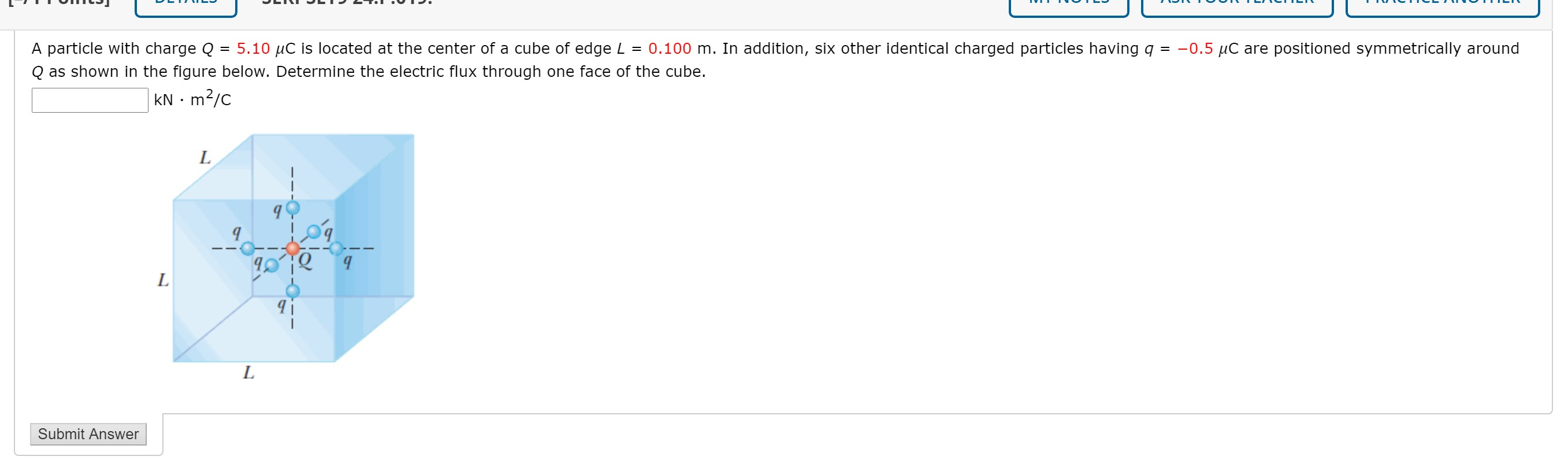 Solved A particle with charge Q = 5.10 uC is located at the | Chegg.com